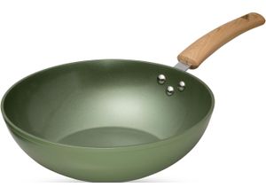 4260129741314 - Wok JUST VEGAN CeraVegan Pfannen Gr Ø 28 cm + Höhe 8 cm grün (dunkelgrün) Woks pflanzliche Keramikbeschichtung Induktion Ø 28 cm