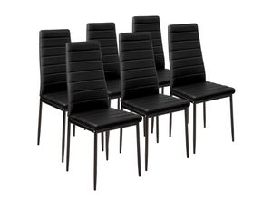 4260435995104 - tectake® 6er Set Esszimmerstuhl gepolstert mit Kunstlederbezug schlanke Stahlbeine 41 x 45 x 985 cm