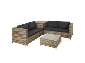 4061173219411 - tectake® Rattan Lounge für 4 Personen große Aufbewahrungsbox mit Sicherheitsglasplatte