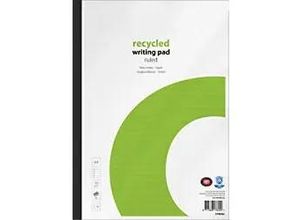 8717868176229 - Notizblock DIN A4 Liniert Geleimt Papier Softcover Weiß Nicht perforiert Recycled 160 Seiten Pack 5