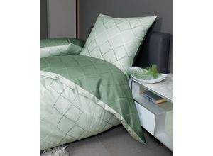 4004565761792 - Wendebettwäsche JANINE J D 87053 Bettwäsche Gr B L 135 cm x 200 cm (1 St) B L 80 cm x 80 cm (1 St) Mako-Satin grün (jade waldgrün) Bettwäsche 135x200 cm aus Baumwolle mit Rauten-Design