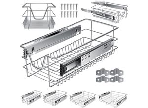 4260486782173 - Teleskopschublade Küchenschublade Küchenschrank Korbauszug Schrankauszug Vollauszug Schublade 1x 30cm - Silber - Silber - Kesser