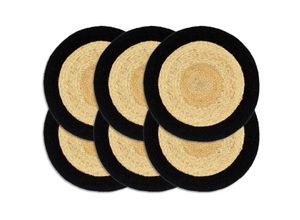 8718475734963 - Bonnevie - Tischsets 6 Stk Natur und Schwarz 38 cm Jute und Baumwolle vidaXL139896