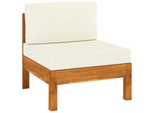 8720286112427 - Bonnevie - Mittelsofa mit Cremeweißen KissenGartensofa Massivholz Akazie vidaXL