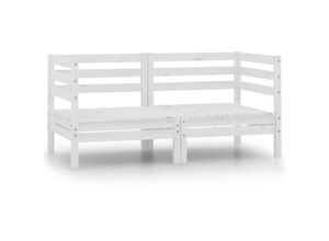 8720286658970 - Bonnevie - Garten-Ecksofas 2 Stk Weiß Massivholz Kiefer vidaXL119286