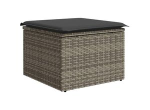 8721012335042 - Vidaxl - Gartenhocker mit Kissen Grau 55x55x37 cm Poly Rattan