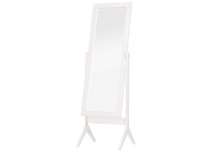 4250871291397 - Standspiegel Ganzkörperspiegel Schminkspiegel Erhöhte Füße Pflegeleicht MDF Weiß 47 x 46 x 148 cm