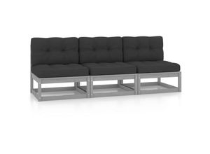 8720286474549 - Bonnevie - 3-Sitzer-Sofa mit Kissen Kiefer Massivholz vidaXL184270