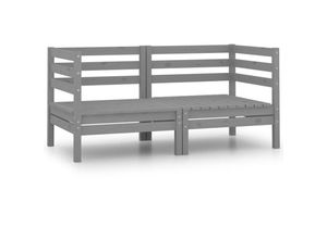 8720286658987 - Bonnevie - Garten-Ecksofas 2 Stk Grau Massivholz Kiefer vidaXL468361