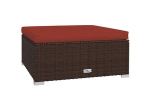 8720286698075 - Bonnevie - Gartenhocker mit Kissen Braun 70x70x30 cm Poly Rattan vidaXL499350