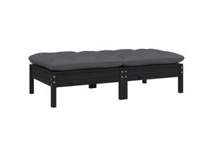 8720286670941 - Bonnevie - 2-Sitzer-GartensofaLounge-Sofa mit Kissen Schwarz Massivholz Kiefer vidaXL