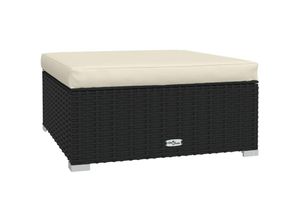 8720286697528 - Bonnevie - Garten-FußhockerOutdoor-Fußhocker mit Kissen Schwarz 70x70x30 cm Poly Rattan vidaXL