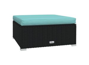 8720286697962 - Bonnevie - Garten-FußhockerOutdoor-Fußhocker mit Kissen Schwarz 70x70x30 cm Poly Rattan vidaXL