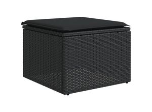 8721012333512 - Vidaxl - Gartenhocker mit Kissen Schwarz 55x55x37 cm Poly Rattan