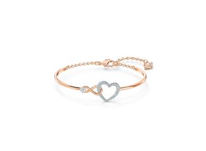 9009655188690 - Armreif SWAROVSKI Herz Unendlichkeitsschleife Infinity Heart weiss Metallmix 5518869 Armbänder Gr M Metall weiß (metallfarben roségoldfarben kristallweiß kristallweiß) Damen Armreifen mit Kristallen