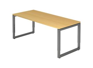 4032062167632 - HAMMERBACHER RS19 höhenverstellbarer Schreibtisch buche rechteckig Kufen-Gestell grau 1800 x 800 cm