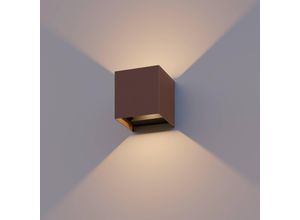 8712879161714 - LED-Außenwandlampe Cube up down Höhe 10cm rostbraun