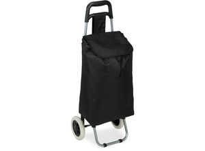 4052025921439 - Einkaufstrolley klappbar Abnehmbare Tasche 28 l Einkaufswagen mit Rollen HxBxT 925 x 42 x 28 cm schwarz - Relaxdays