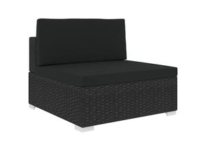 8719883725154 - Bonnevie - Modular-Sofa-Mittelteil 1 Stk + Auflagen Poly Rattan Schwarz vidaXL878687