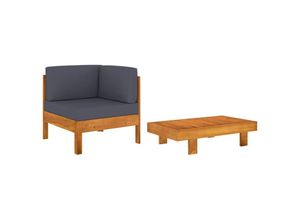 8720286112335 - Bonnevie - 2-tlg Garten-Lounge-SetGartenmöbel-Set mit Dunkelgrauen Kissen Akazienholz vidaXL