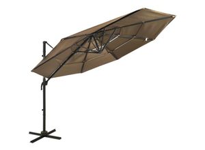 8720286165133 - Bonnevie - SonnenschirmGartenschirm mit Aluminium-Mast 4-lagig Taupe 3x3 m vidaXL