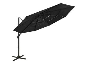 8720286165164 - Bonnevie - SonnenschirmGartenschirm mit Aluminium-Mast 4-lagig Schwarz 3x3 m vidaXL