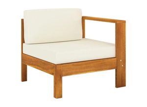 8720286112380 - Bonnevie - MittelsofaGartensofa mit 1 Armlehne Cremeweiß Massivholz Akazie vidaXL