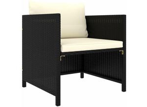 8720286166796 - Gartensofa，Lounge-Sofa mit Kissen Schwarz Poly Rattan vidaXL