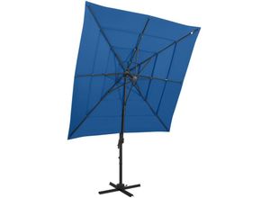 8720286165096 - Bonnevie - SonnenschirmGartenschirm mit Aluminium-Mast 4-lagig Azurblau 250x250 cm vidaXL