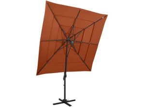 8720286165072 - Bonnevie - SonnenschirmGartenschirm mit Aluminium-Mast 4-lagig Terrakotta 250x250cm vidaXL