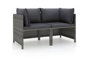 8720286166673 - Bonnevie - 2-Sitzer-GartensofaLounge-Sofa mit Polstern Grau Poly Rattan vidaXL