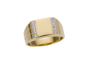 4041633997448 - Goldring FIRETTI Schmuck Geschenk Gold 585 Herrenring Goldring Fingerringe Gr 20 008 ct P2 = erkennbare Einschlüsse Gelbgold 585-Diamanten 11 mm weiß (gelbgoldfarben silberfarben weiß) Herren Goldringe mit Brillanten