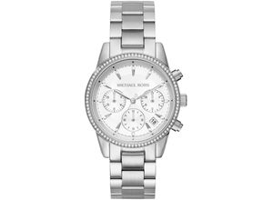 4053858754089 - Chronograph MICHAEL KORS RITZ MK6428 Armbanduhren silberfarben Damen Quarzuhren Quarzuhr Armbanduhr Damenuhr Stoppfunktion Edelstahlarmband