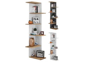 4051814444524 - Holzregal hängend platzsparendes Regal Maße H 140 x B 37 x T 37 cm Elegantes Regal hängend Aufbewahrungsregal Bücherregal Wandregal - Balos XL