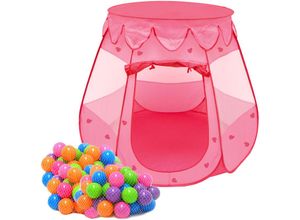 4057216040593 - Mädchen Bällebad Zelt 200 Baby Bälle Kinderzelt Spielzelt 120x120x90cm Rosa - rosa