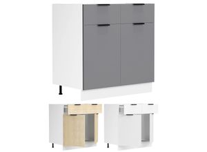 4051814442032 - Küchenschrank Maße ca H 82 x B 80 x T 46 cm Unterschrank mit zwei Drehtüren und zwei Schubladen Küchenmöbel – Fasola