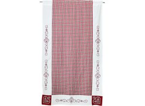 4250030817895 - Gardine HOSSNER - ART OF HOME DECO Kulm Gr 1 rot (weiß rot) Gardinen 160cm Stangendurchzug 90cm Polyester Landhaus-Look B90cm H160cm