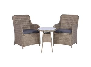 8718475607670 - Bonnevie - 3-tlg Bistro-Set mit Kissen Poly Rattan Braun vidaXL787351