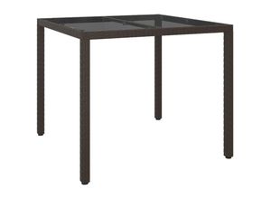 8720286666333 - Bonnevie - GartentischTerrassentisch 90x90x75 cm Gehärtetes Glas Poly Rattan Braun vidaXL