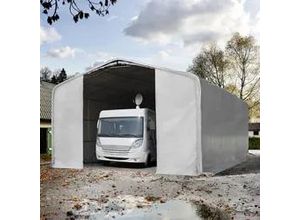 4260626611752 - 8x24m Zeltgarage PRIMEtex-Plane grau mit Statik (Betonuntergrund) - (99464)