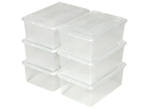 4260435991861 - Tectake - Aufbewahrungsboxen 6er Set - Aufbewahrungskisten Plastikkisten Kunststoffboxen mit Deckel - transparent