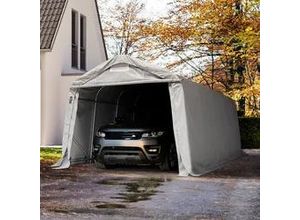 4260546580947 - 33x6m Zeltgarage PRIMEtex-Plane grau mit Statik (Erduntergrund) - (49682)