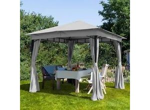 4260578433976 - Gartenpavillon 3x3m Polyester mit PU-Beschichtung 180 g m² stone wasserdicht