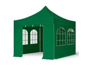 4260438383205 - House Of Tents - 3x3 m Faltpavillon professional Alu 40mm Seitenteile mit Sprossenfenstern dunkelgrün - dunkelgrün