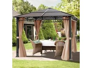 4260578439244 - Rendezvous 3x3 m Hardtop Gartenpavillon inkl 4 Seitenteile cappuccino - (300117)