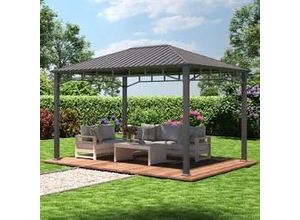 4064108123111 - Intent24 - Gartenpavillon 3x4 m Stahldach Hardtop ohne Seitenteile Pfosten 9x9 cm - loft grey