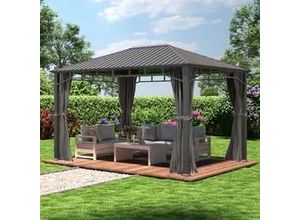 4064108123029 - Intent24 - Gartenpavillon 3x4 m Stahldach Hardtop 4 Seitenteile in Grau Pfosten 9x9 cm - loft grey