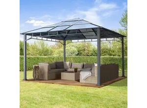 4064108055962 - Intent24 - Gartenpavillon 4x4 m Aluminium Gestänge Polycarbonat Dach ca 8 mm Pavillon Gartenzelt ohne Seitenteile - loft grey