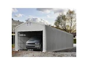 4260626612414 - 5x24m Zeltgarage PVC-Plane grau mit Statik (Erduntergrund) - (99531)