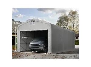 4260626611295 - 5x10m Zeltgarage PVC-Plane grau mit Statik (Erduntergrund) - (99418)